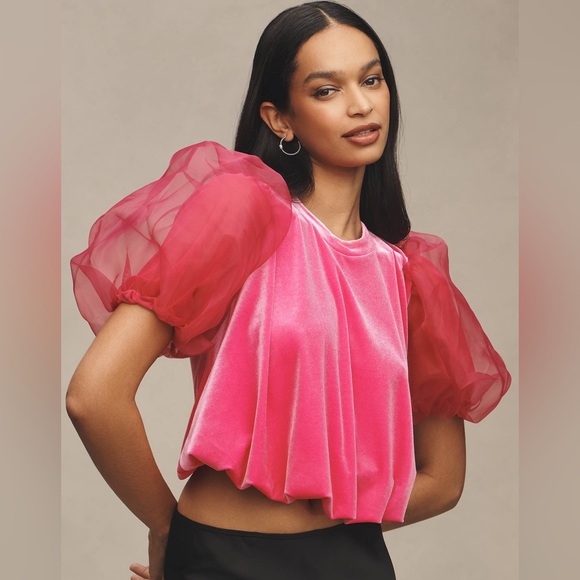 Maeve | Tops | Maeve Puff Sleeve Velvet Top | Poshmark